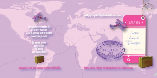 Geboortekaart Lieke - Chrissy's Card Company